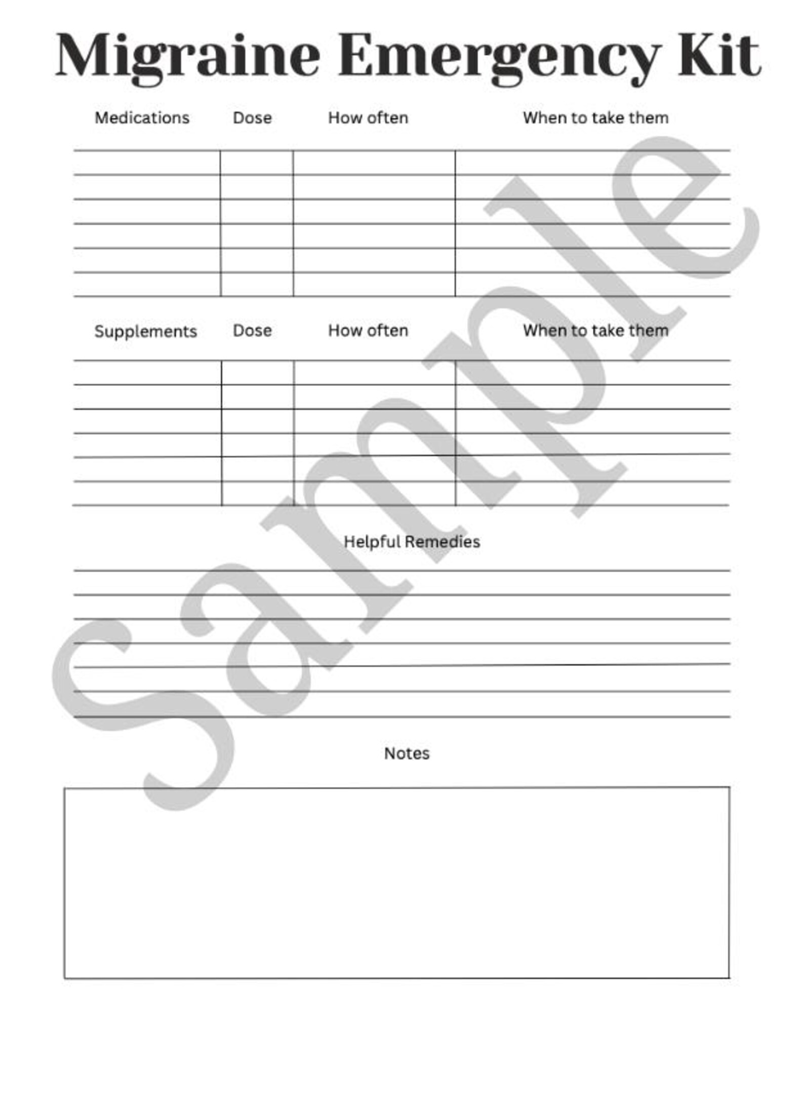 Digital Migraine Journal! Printable & Interactive PDF. Track Daily ...