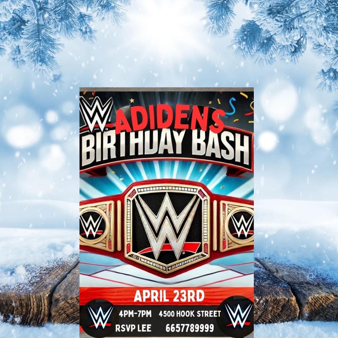 WWE Editable Birthday Invitations - Etsy