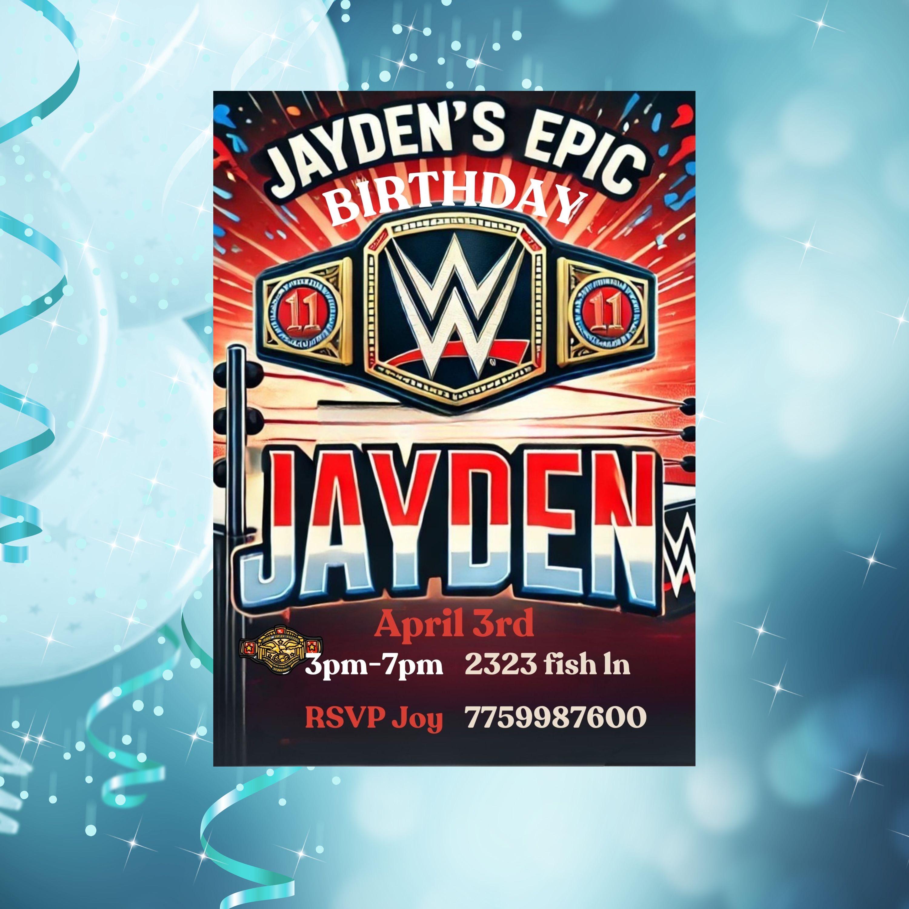 Editable WWE Birthday Invitations - Etsy