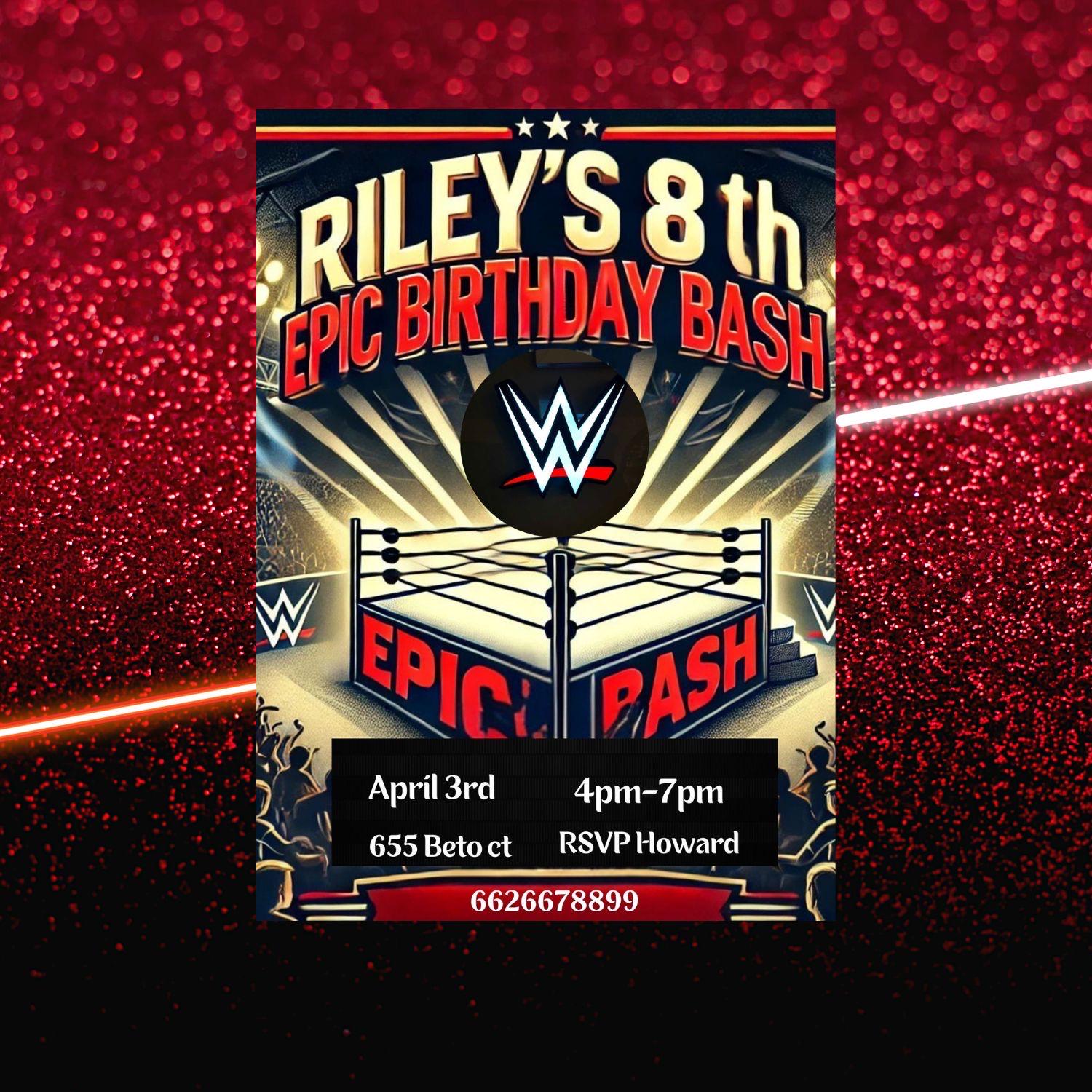 Editable WWE Birthday Invitations - Etsy