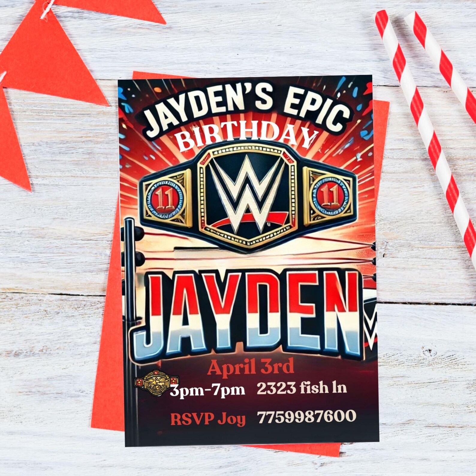 Editable WWE Birthday Invitations - Etsy