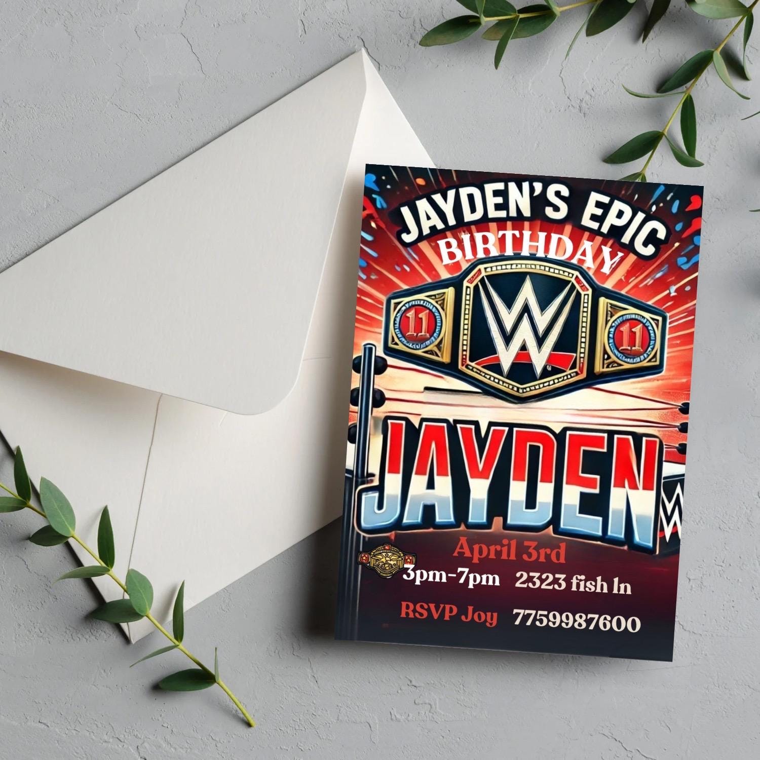 Editable WWE Birthday Invitations - Etsy