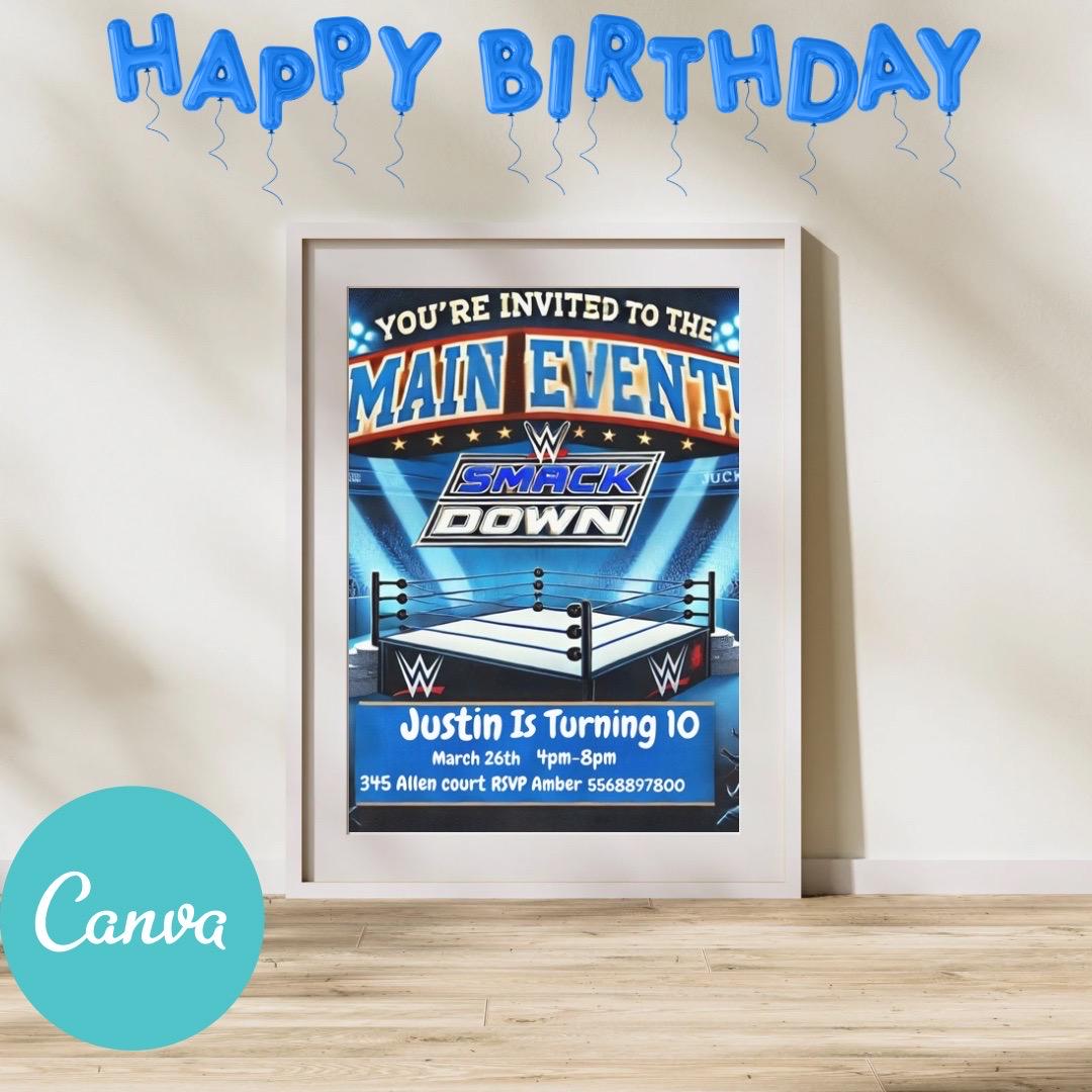 Editable Wrestling Birthday Party Invites - Etsy