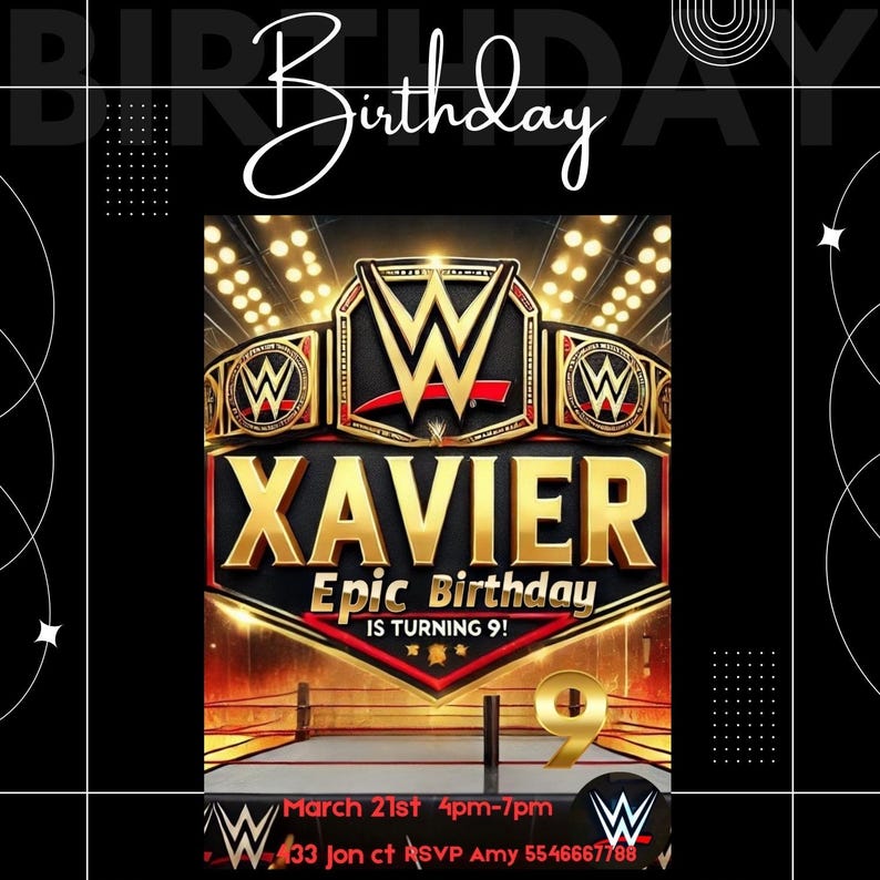 Editable Wrestling Birthday Party Invites - Etsy