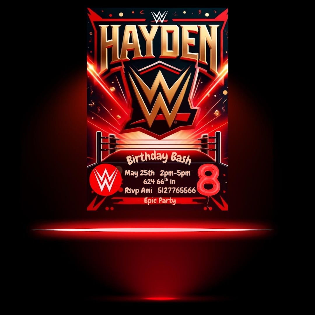 Editable WWE Birthday Party Invitations - Etsy UK