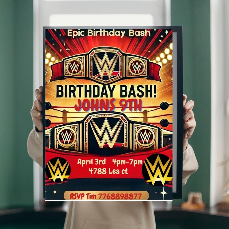 Editable WWE Birthday Party Invites - Etsy