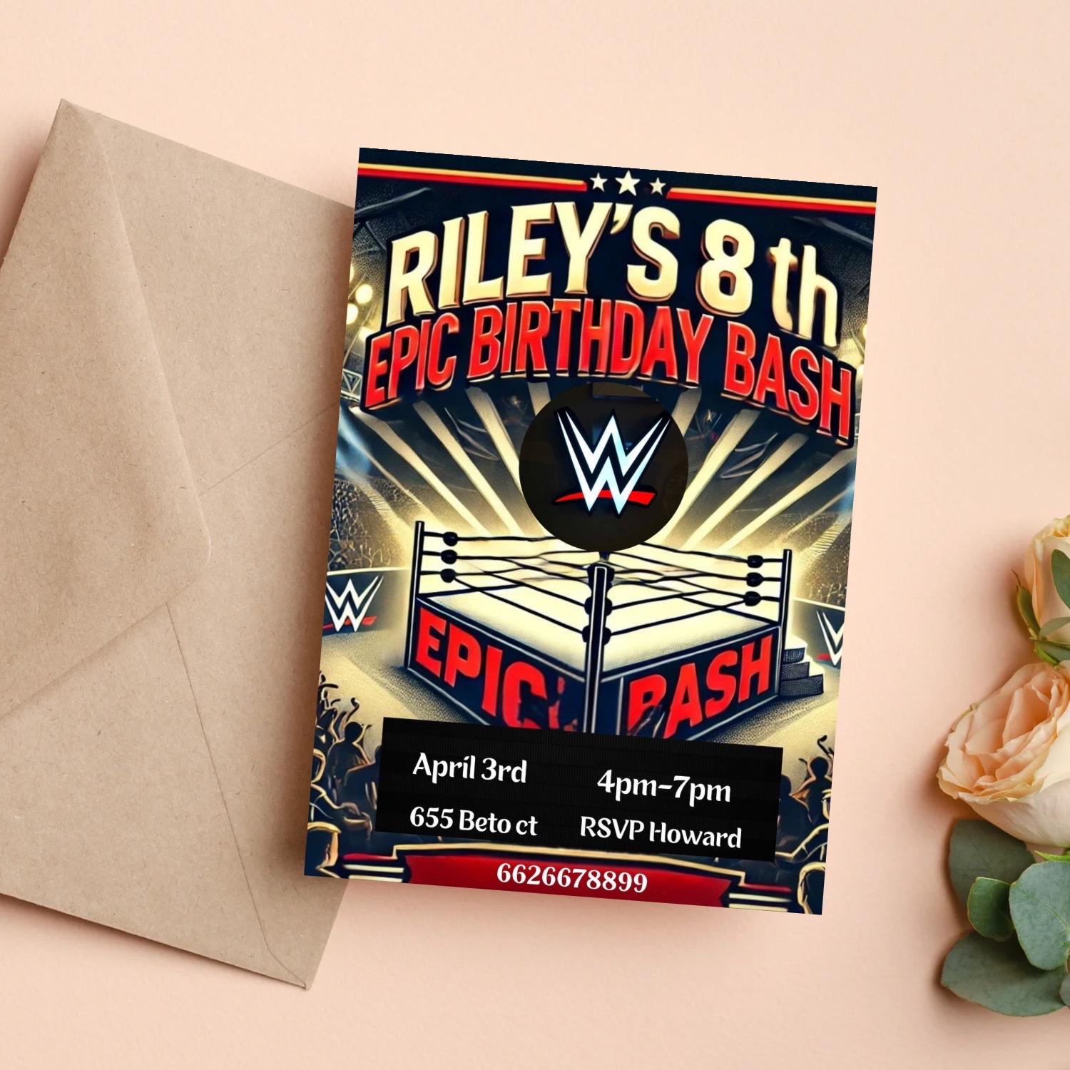 Editable WWE Birthday Invitations - Etsy