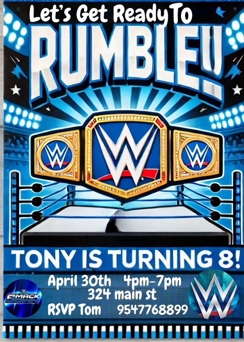 Editable Wrestling Birthday Invitations - Etsy