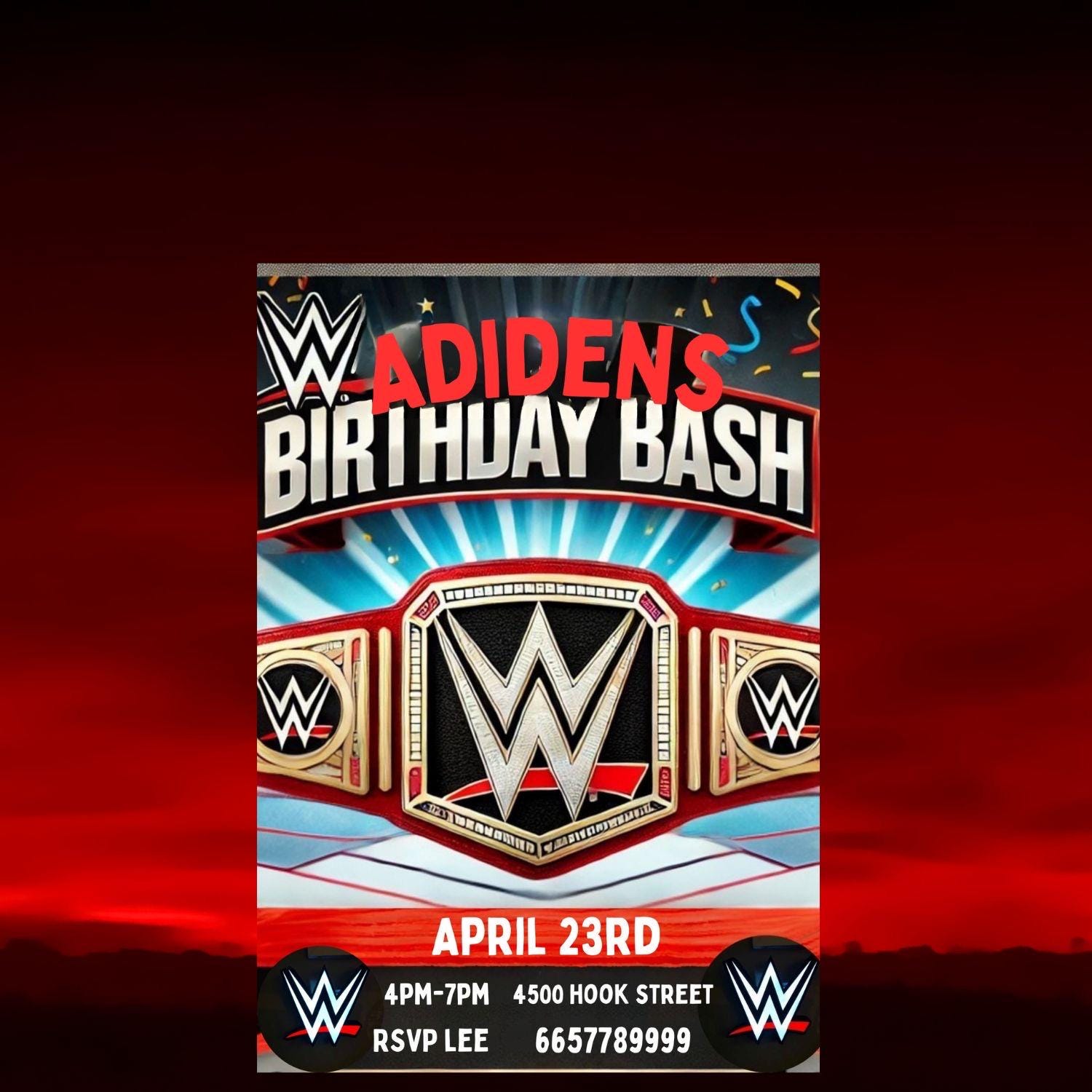 WWE Editable Birthday Invitations - Etsy