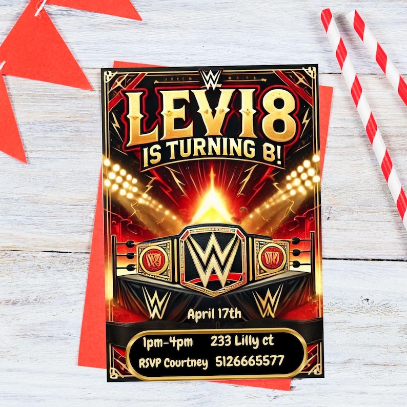 Editable WWE Birthday Invitations - Etsy