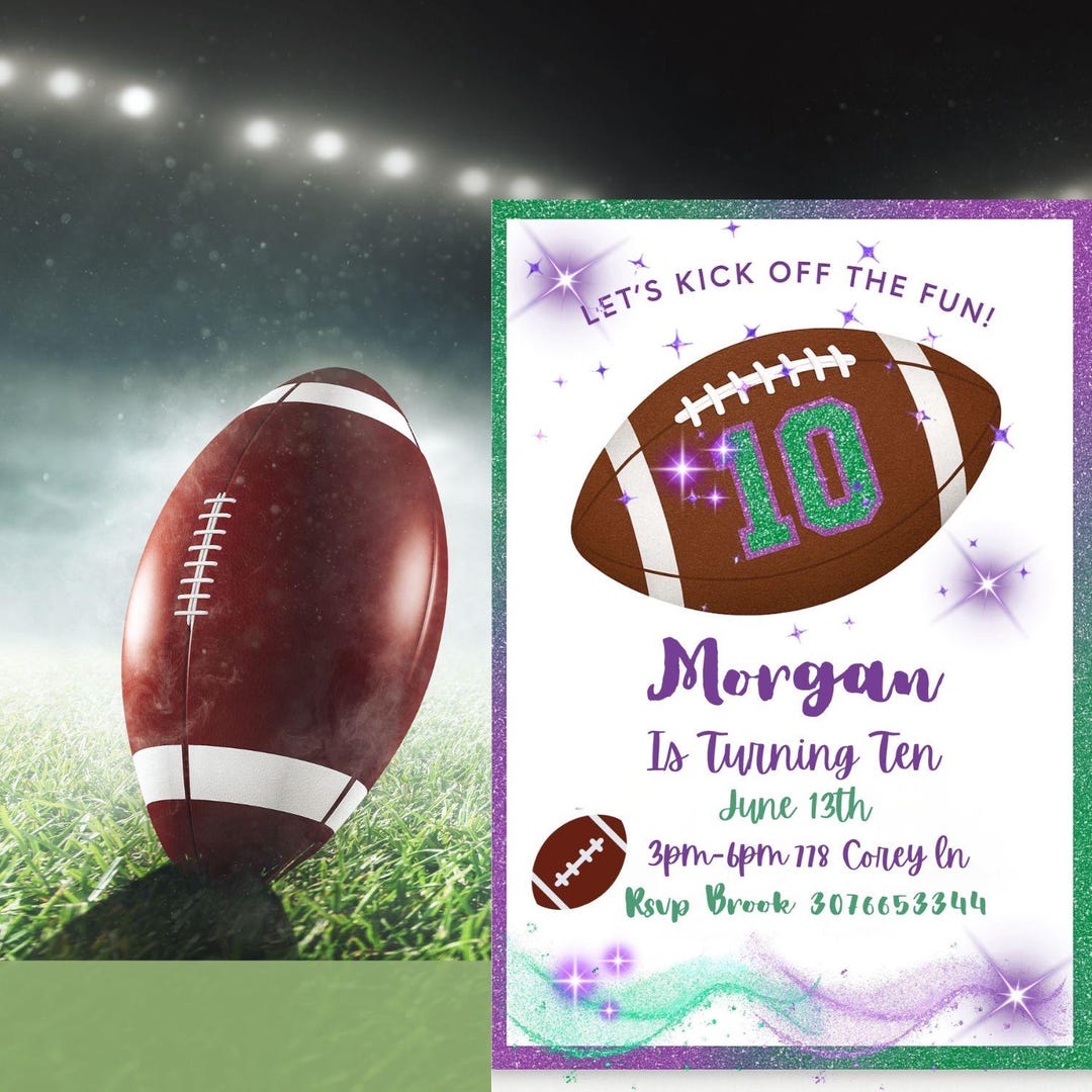 Editable Girly Football Birthday Invitations - Etsy