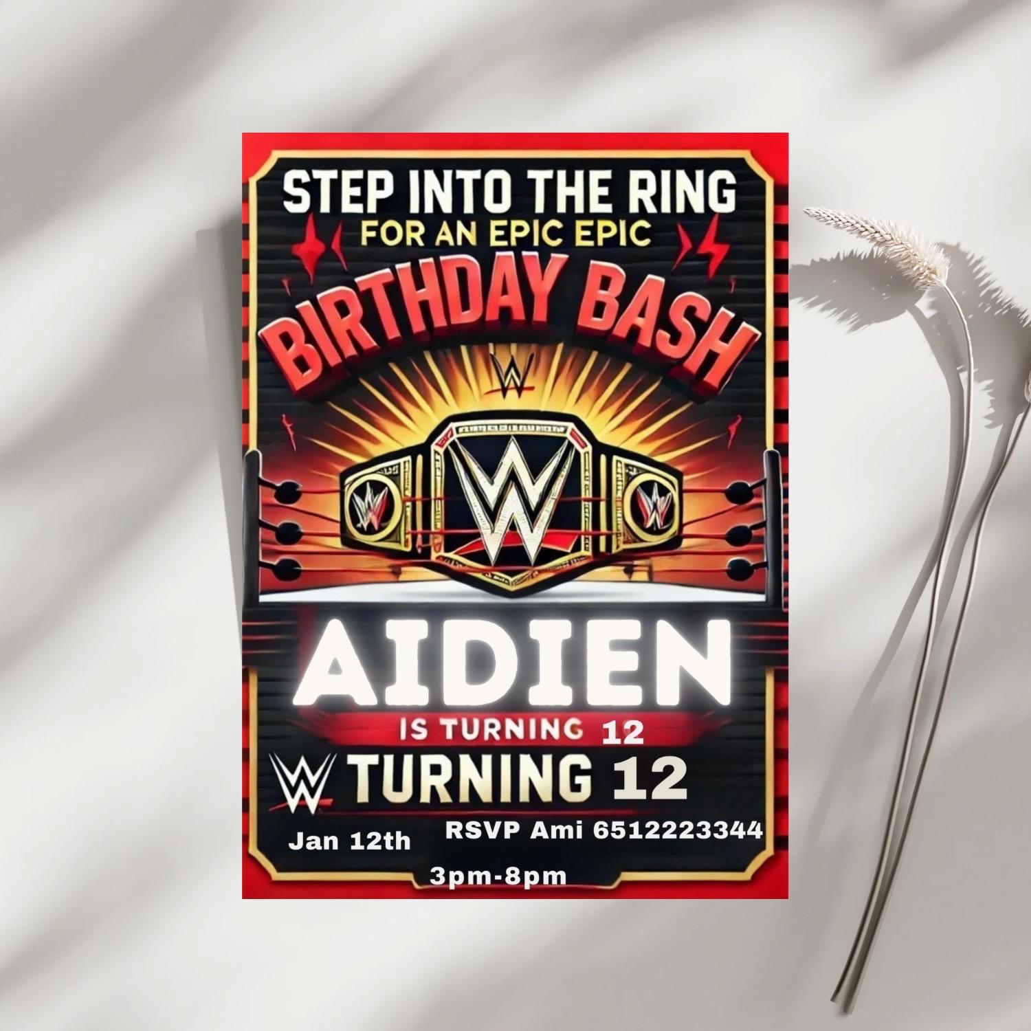 Editable Epic Wrestling Birthday Invitations - Etsy