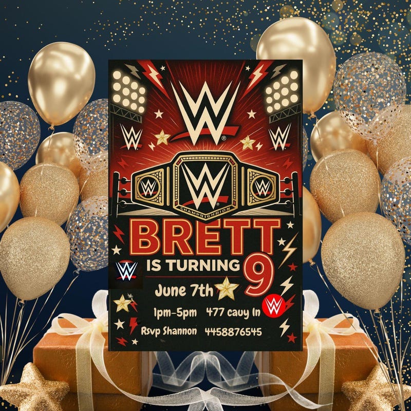 Wwe Invitation - Etsy