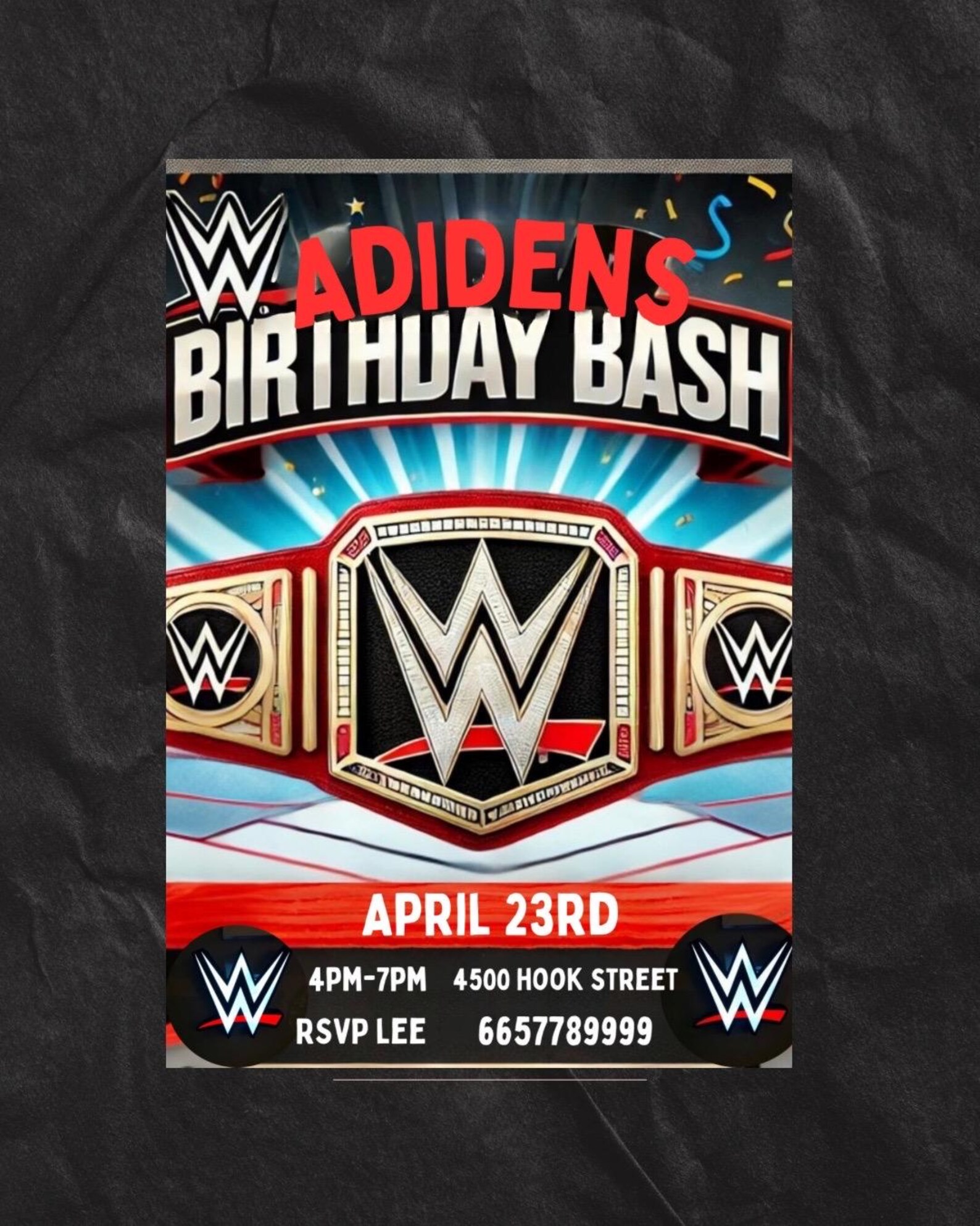 WWE Editable Birthday Invitations - Etsy