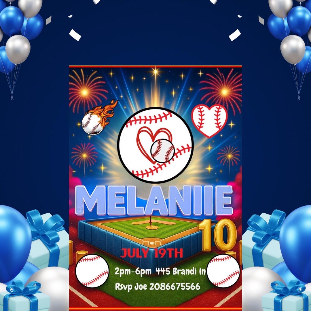 Baseball Girly Themed Birthday Party Invites - Etsy