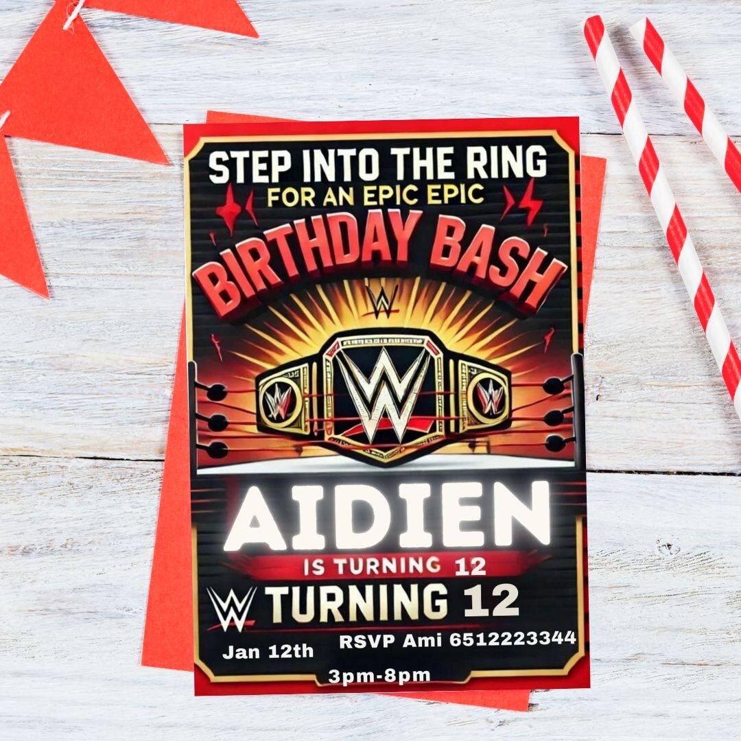 Editable Epic Wrestling Birthday Invitations - Etsy