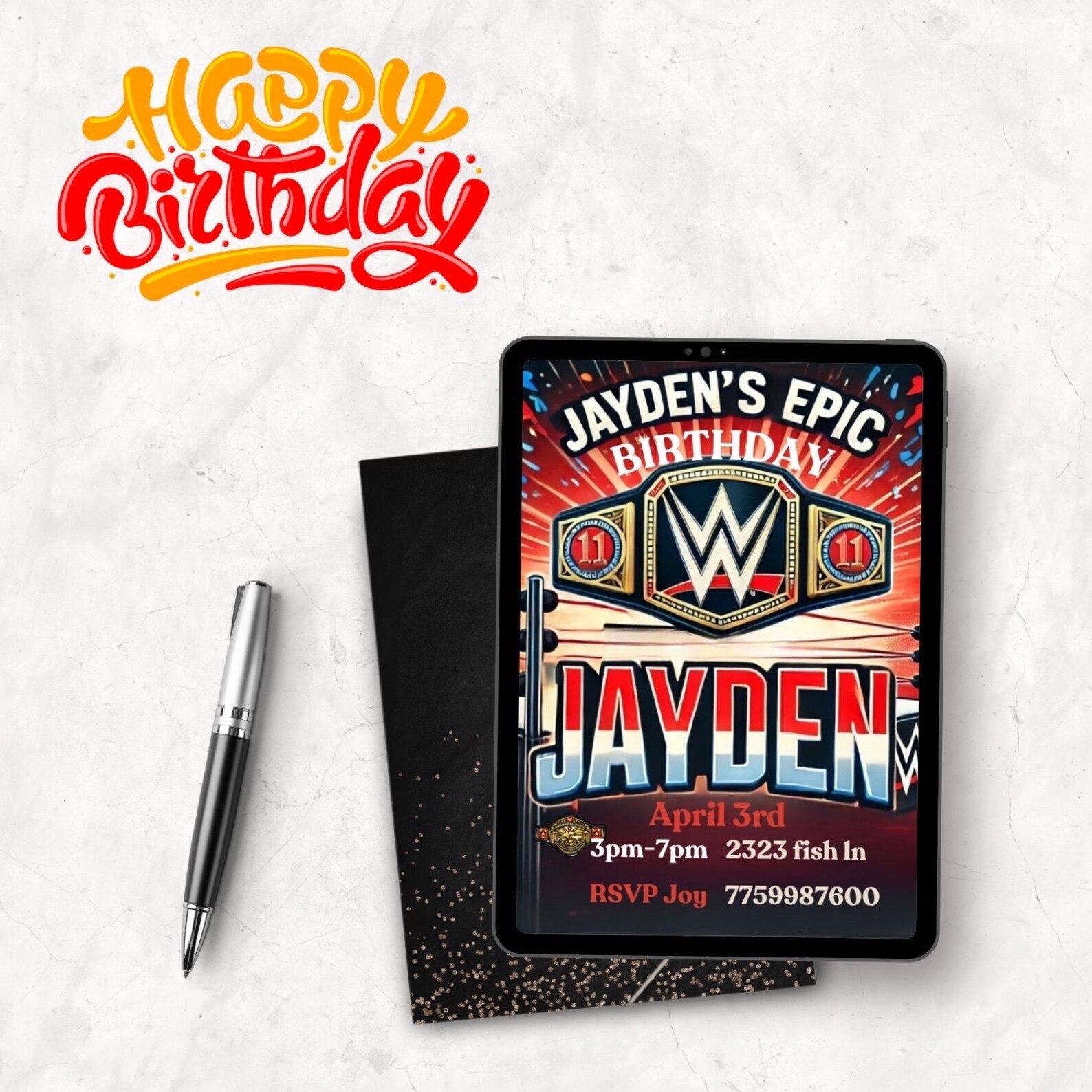 Editable WWE Birthday Invitations - Etsy