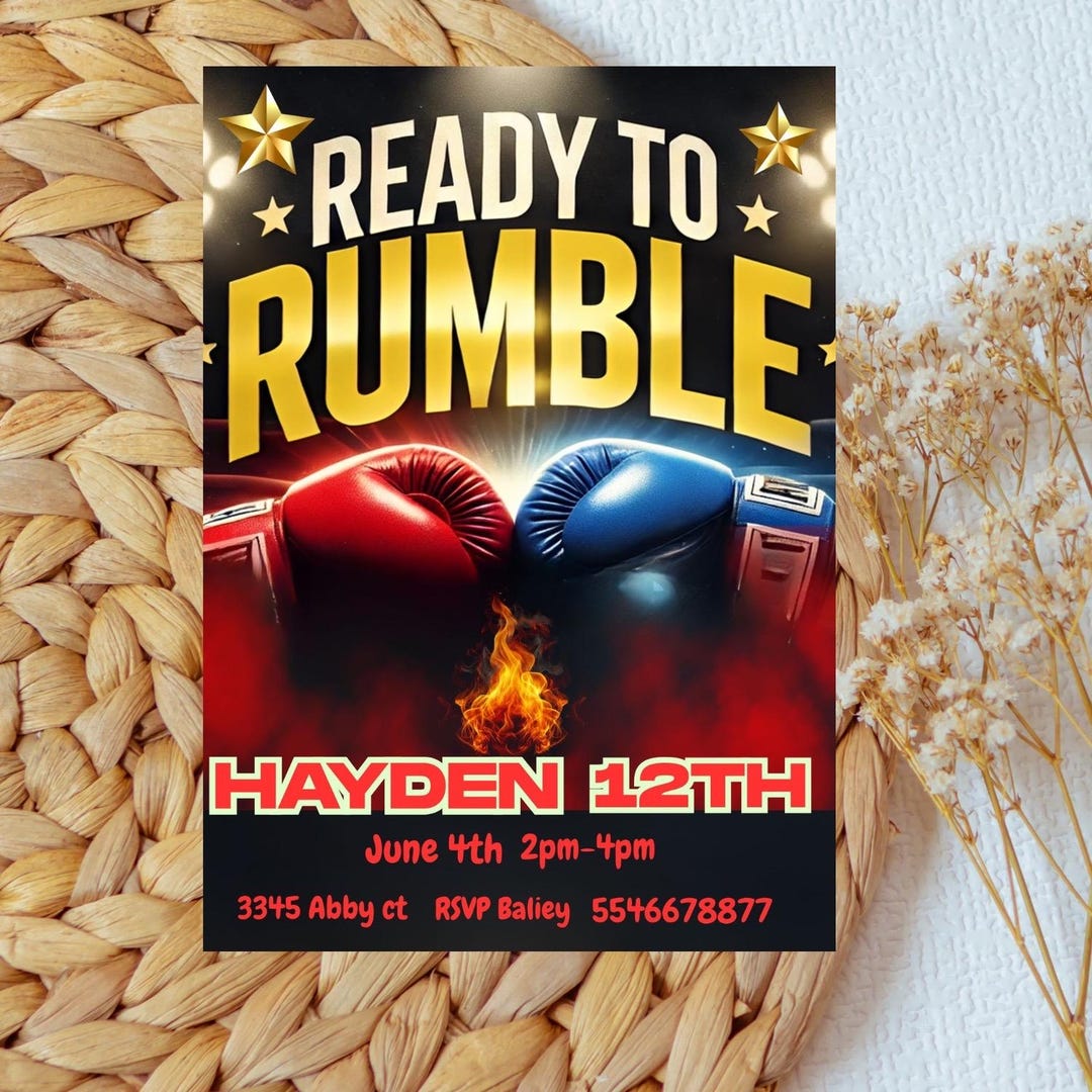 Editable Boxing Birthday Party Invitations - Etsy