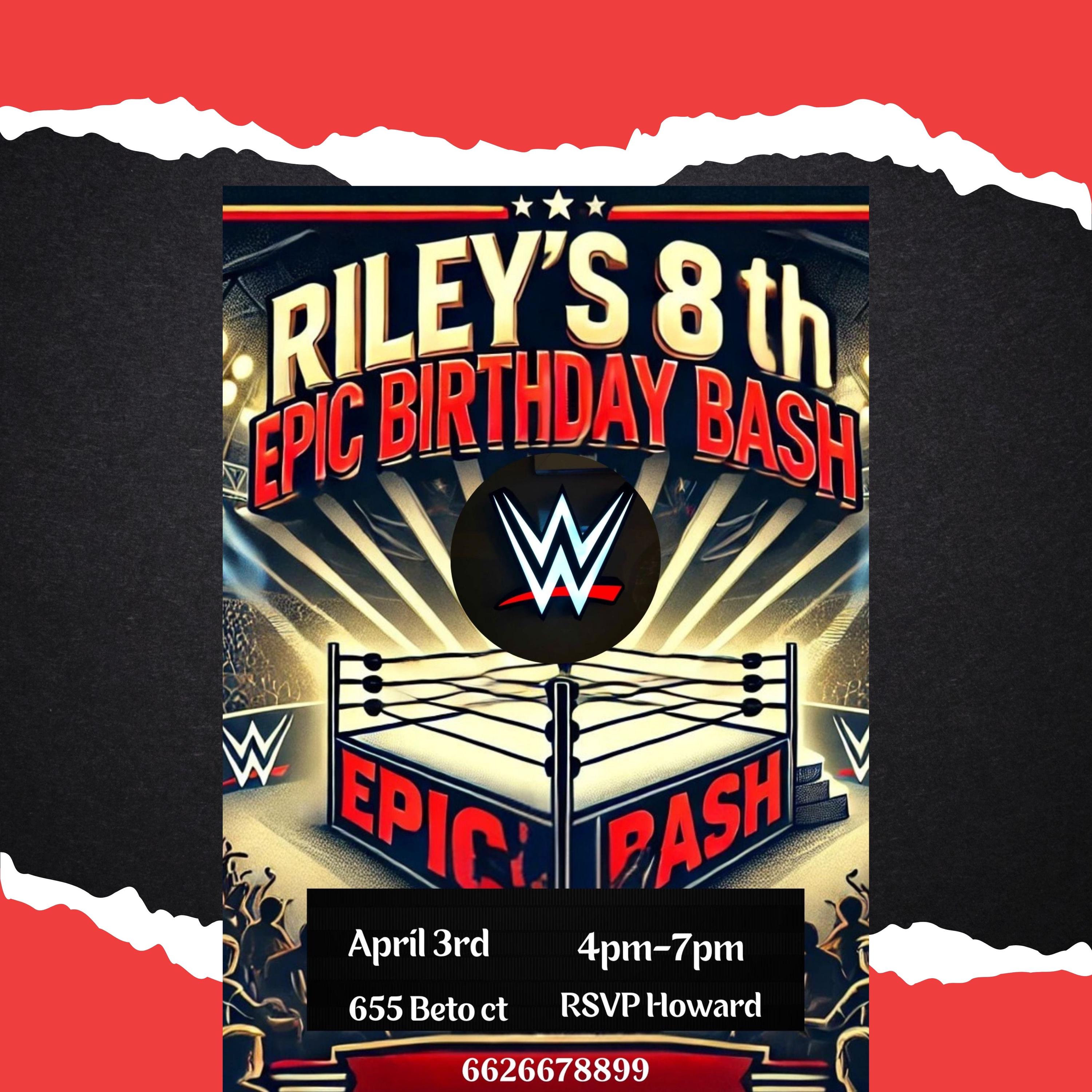 Editable WWE Birthday Invitations - Etsy