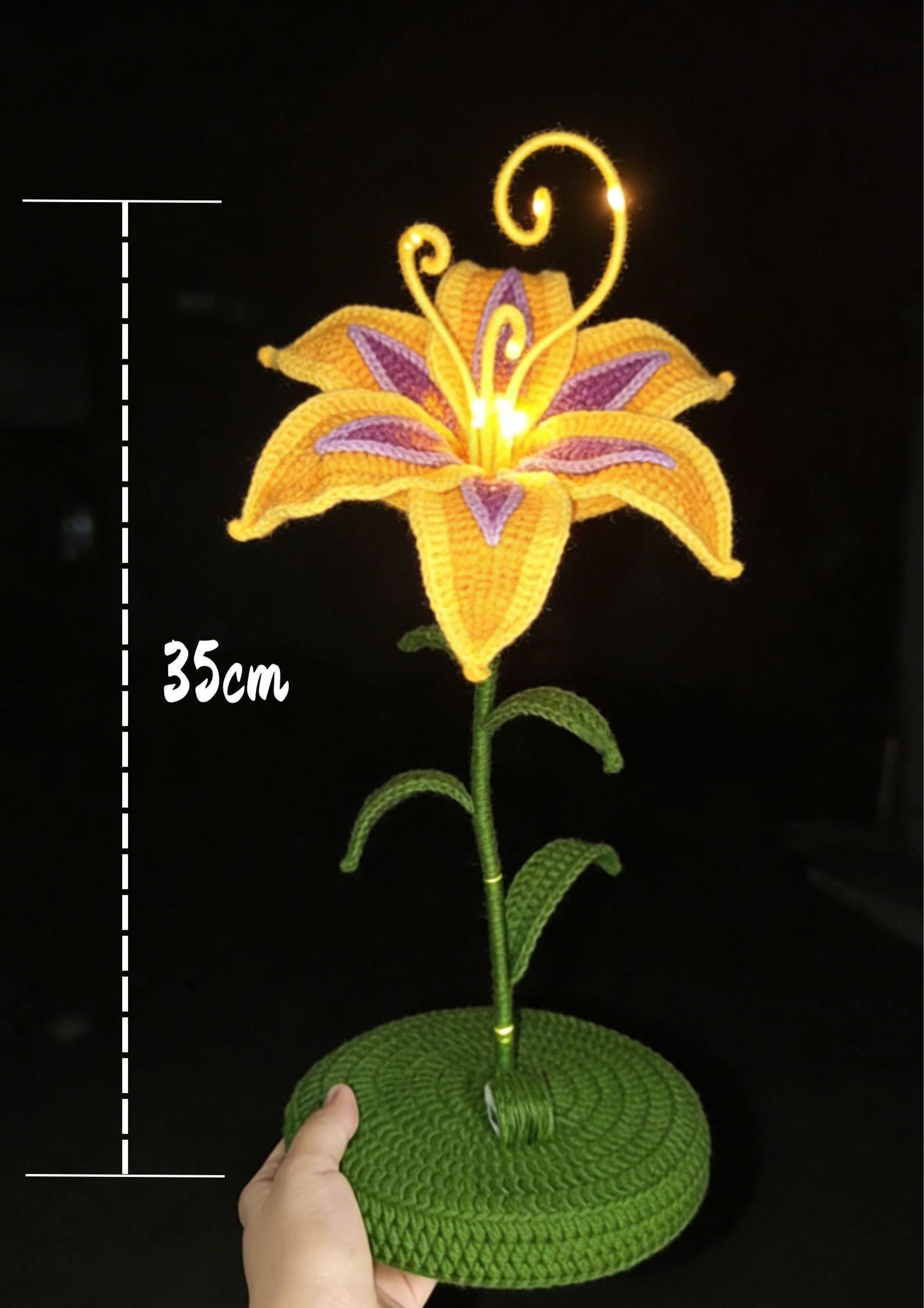 Handmade Sundrop Flower Lamp: Crochet Cotton Rapunzel Flower LED ...