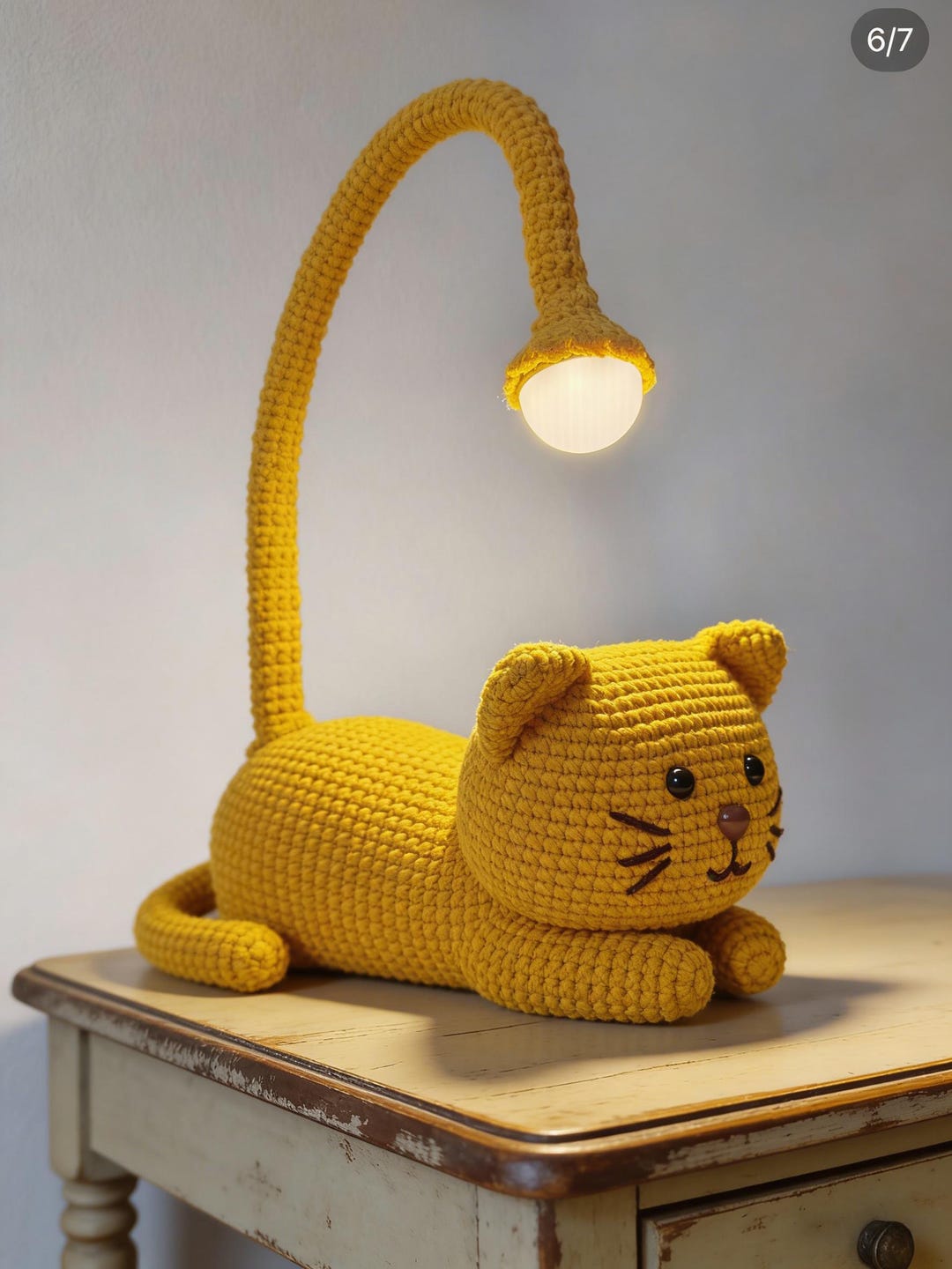 Crochet Cat Lamp, Amigurumi Cat Streetlight Decor, Kawaii Cat Night ...