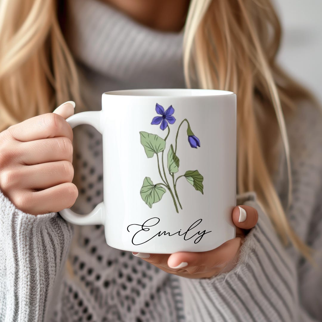 Custom Birth Flower Mug, Custom Flower/name Coffee Mug Gift, Custom ...