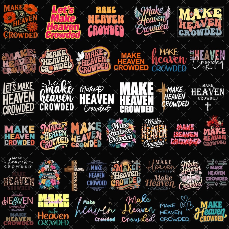 Make Heaven Crowded PNG Bundle, Religious Christian PNG, Minimalistic ...