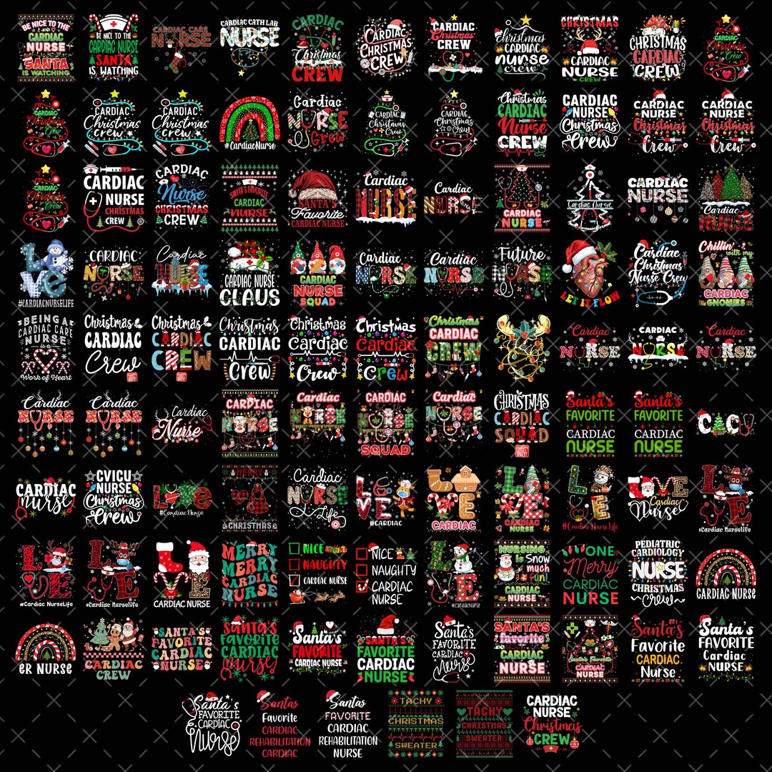 Cardiac Nurse Christmas PNG Bundle - DTF Sublimation Designs (digital ...
