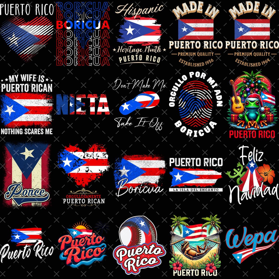 Puerto Rico Flag PNG Bundle, Tropical Island Travel Design, Boricua ...
