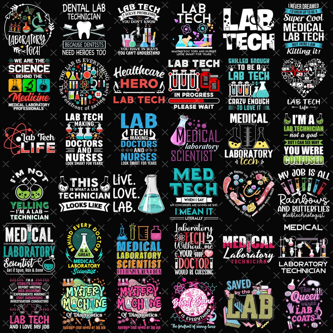 Medical Lab Tech Png Bundle, Laboratory Png, Lab Tech Png, Retro Groovy ...