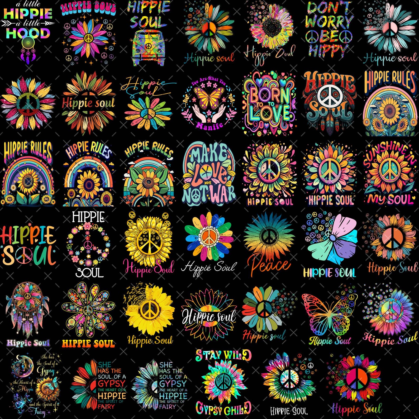 40 Hippie Soul Digital Clipart Png Bundle, High Quality PNG Images ...