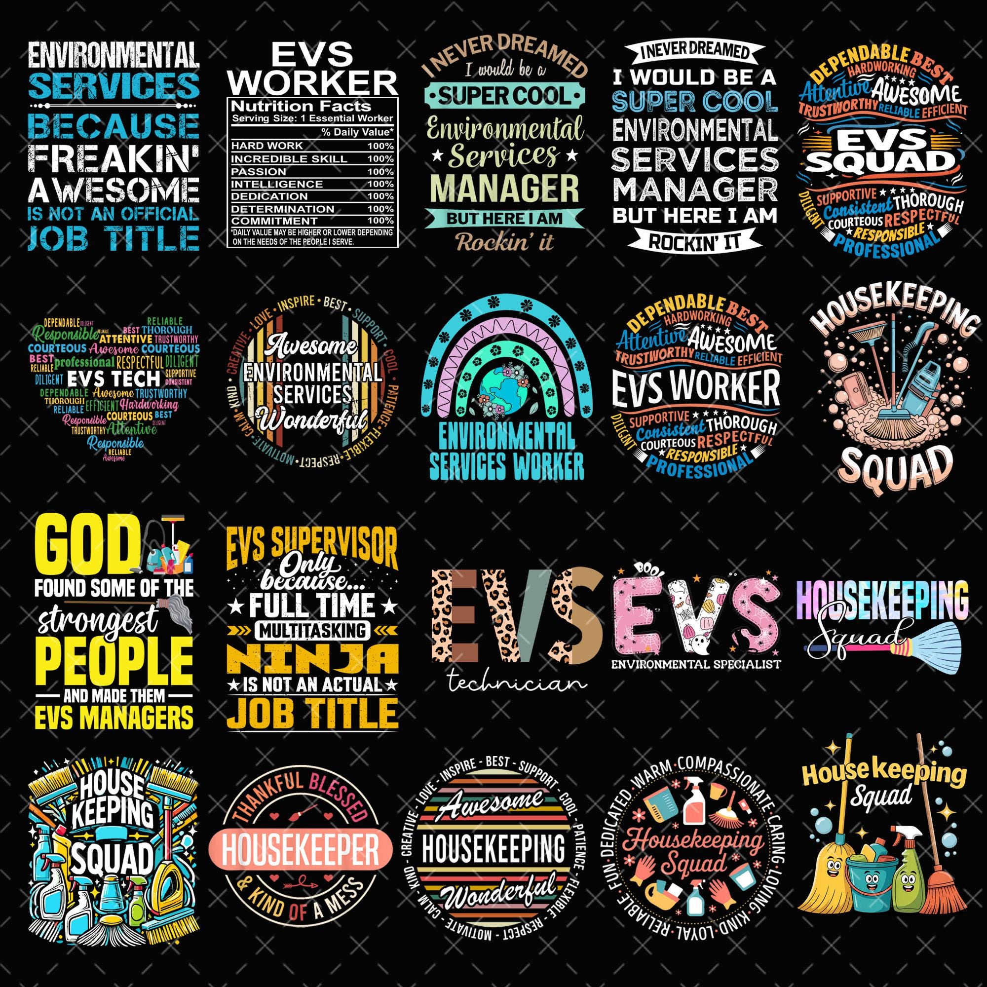 20 Environmental Services PNG Bundle, EVS Squad PNG, Housekeeping Squad ...