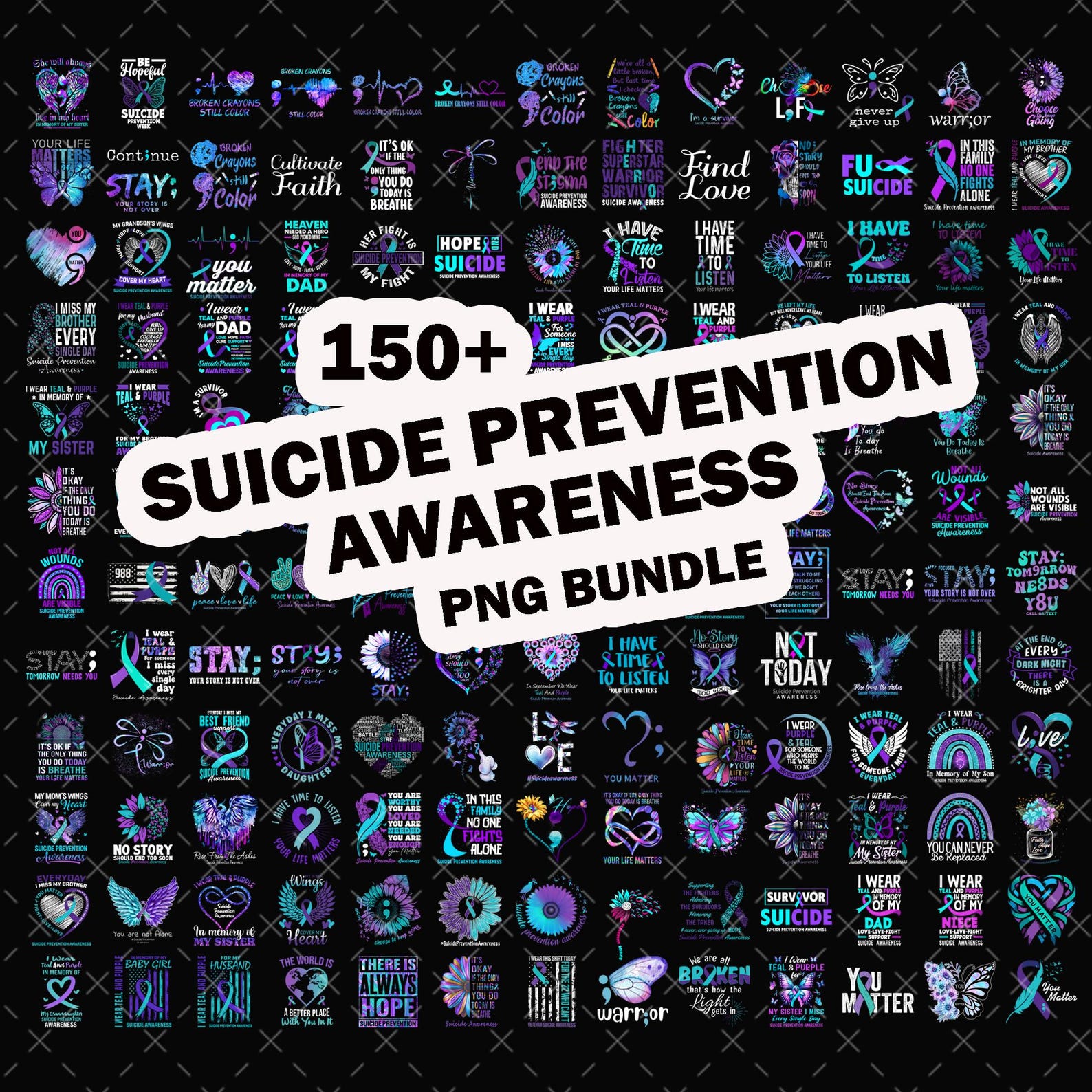150+ Suicide Png Designs Bundle, Suicidal Prevention Png, Ribbon ...