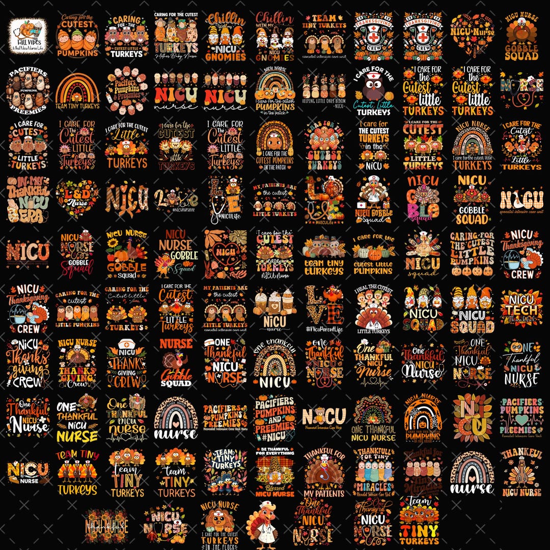 100+ NICU Thanksgiving PNG Bundle, Cute Preemie Turkey Autumn ...