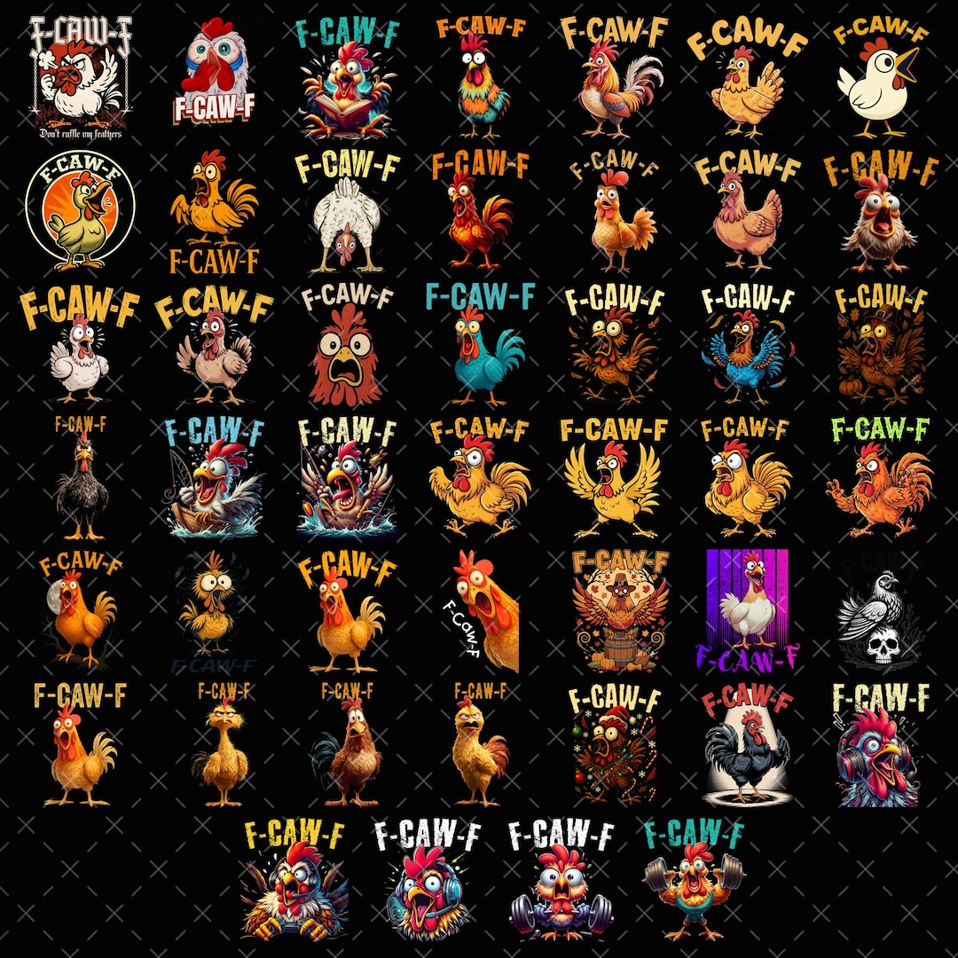 45+ Bundle PNG drôle de poulet F-Caw-F, coq fou Meme Png Clipart poule ...