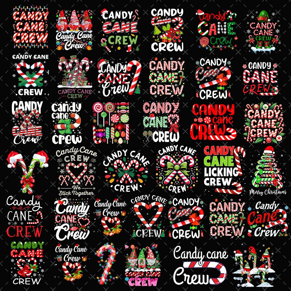 35+ Candy Cane Crew Christmas 2025 Png Bundle, Retro Christmas Png ...