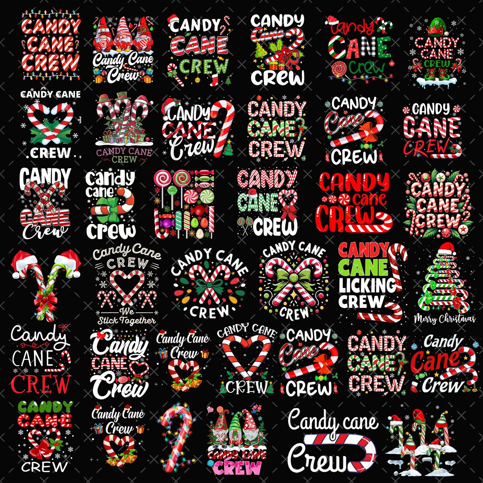 35+ Candy Cane Crew Christmas 2025 Png Bundle, Retro Christmas Png ...