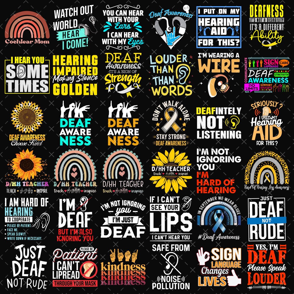 Deaf Awareness PNG Bundle, Sign Language Hands, Hearing Aid (digital ...