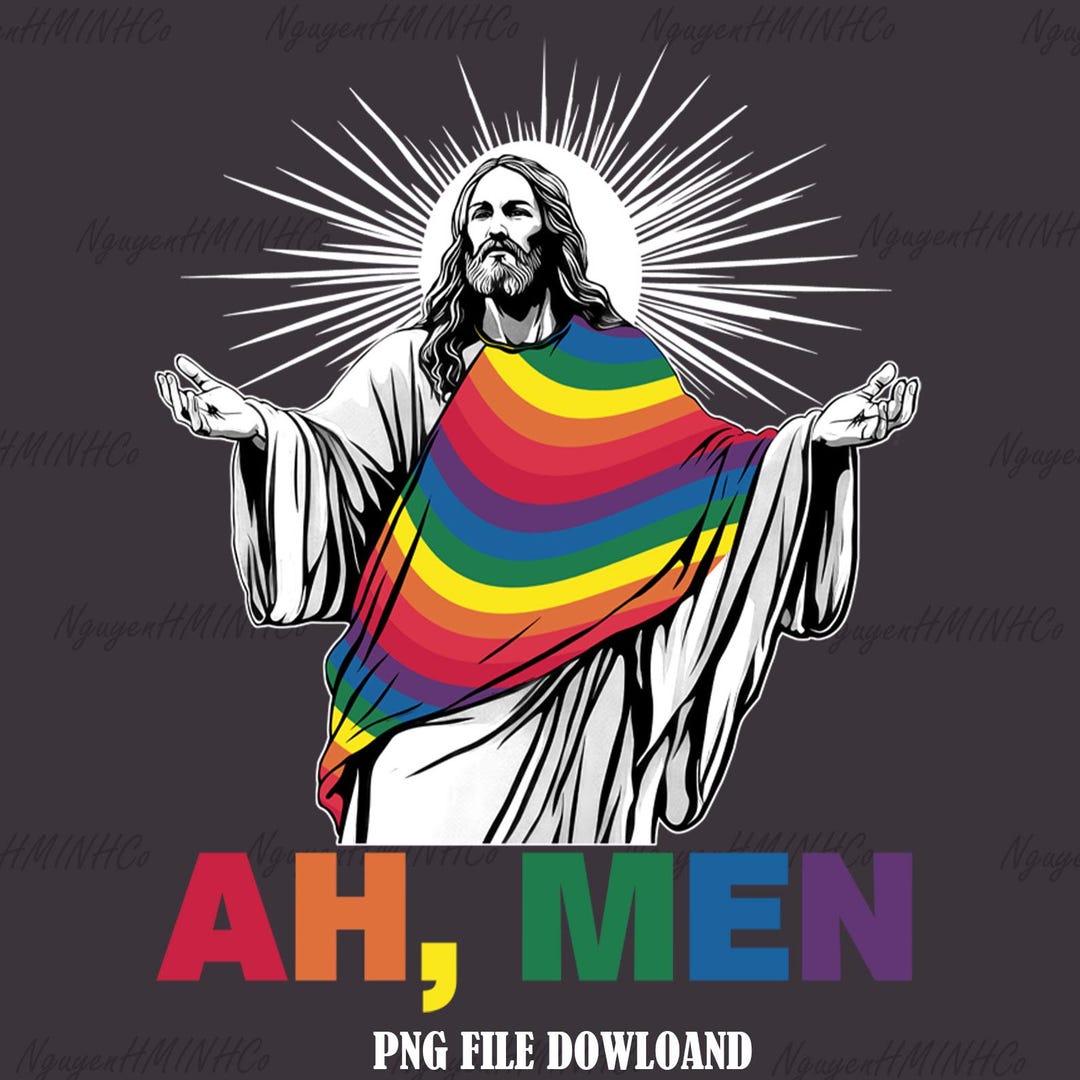 Funny LGBT Gay Pride Png, Funny Jesus Png, Ah Men Png, Gay Pride Png ...