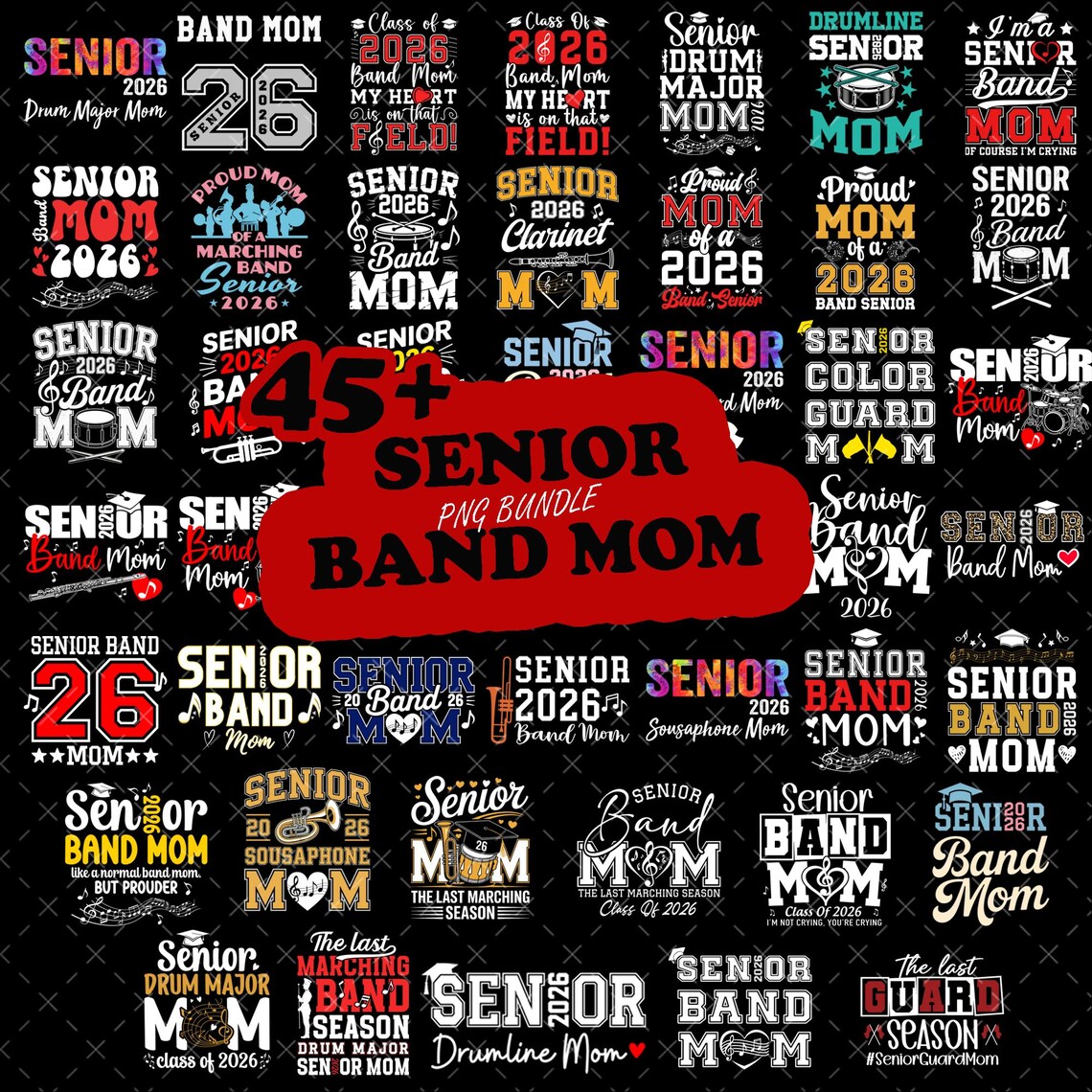 45+ Senior Band Mom 2026 Png, Cheer Band Png, Band Mom Png, Senior Mom ...