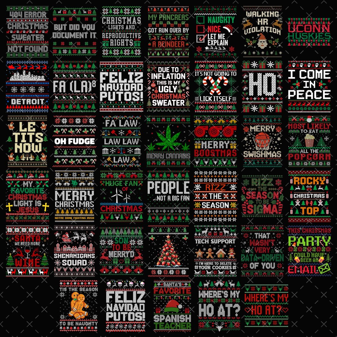 40 Christmas Ugly Sweater PNG Bundle | Holiday Graphics DIY Projects - Etsy