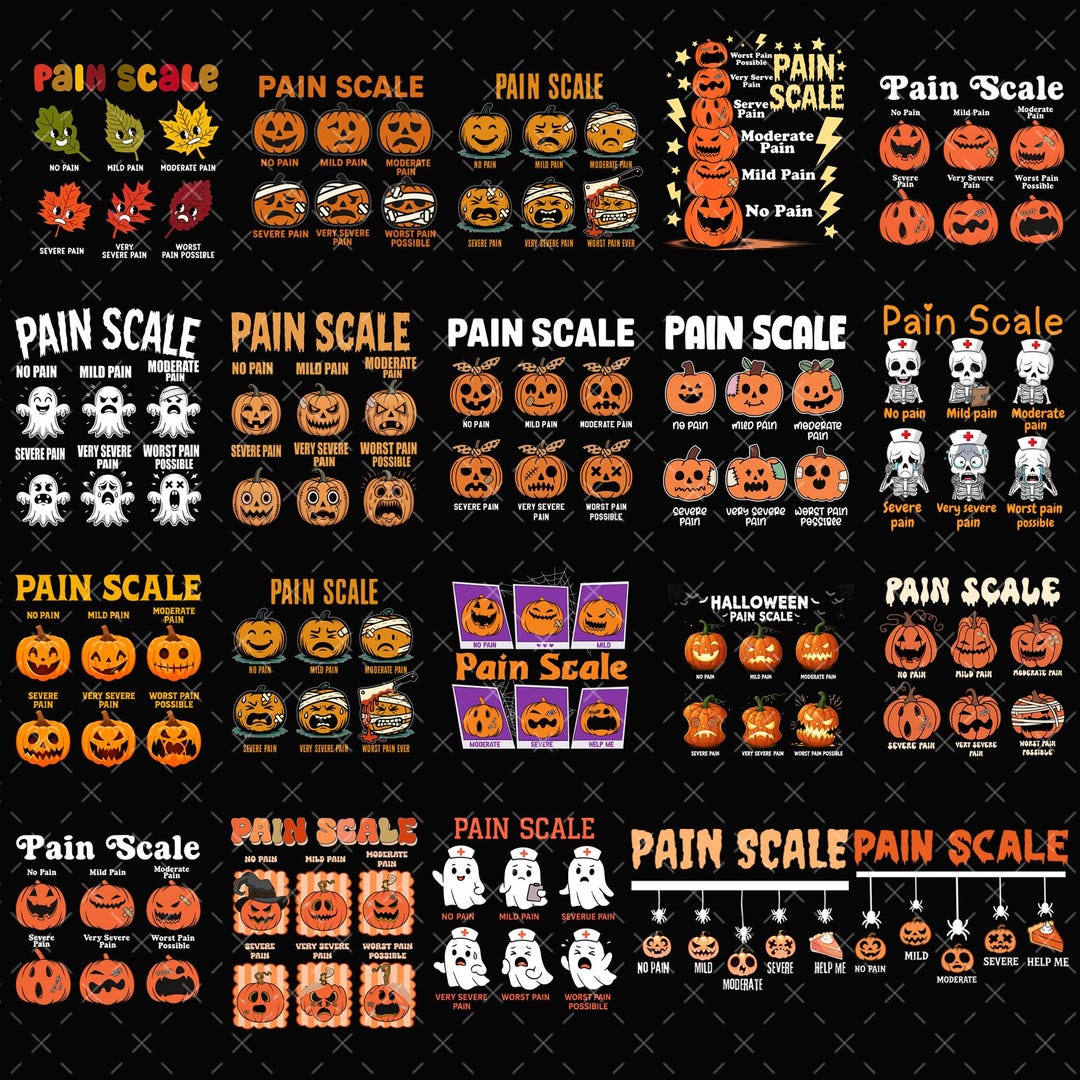 20 Pain Scale Spooky Pumpkin Png Bundle, Fall Halloween Png Trauma ...