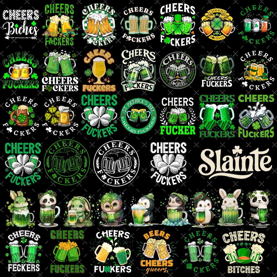 Cheers St Patrick’s Day PNG Bundle, Funny Beer Shirt Design, Shamrock ...
