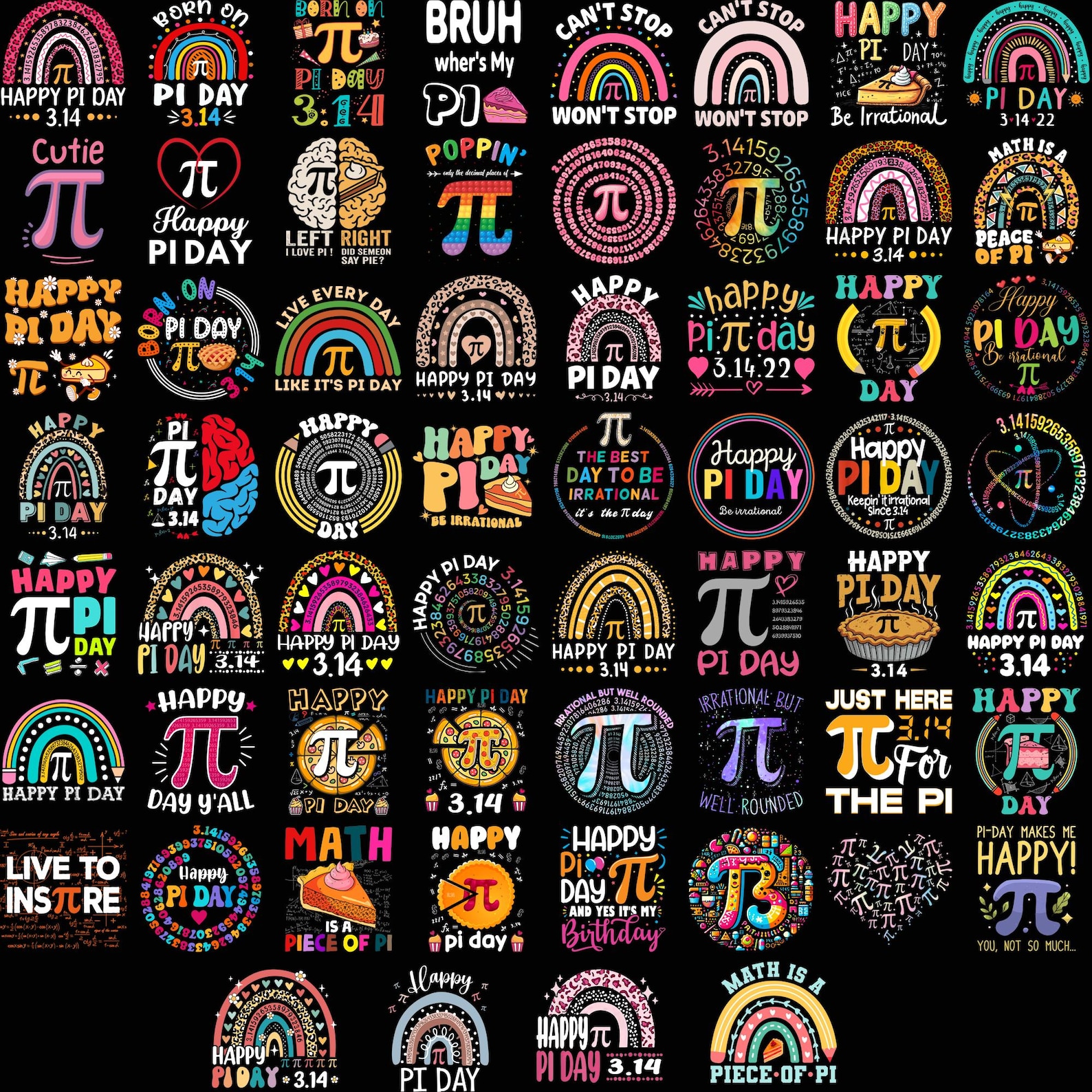 Designs Happy Pi Day PNG Bundle, Pi Day, Funny Math Gift, Funny Pi Day ...