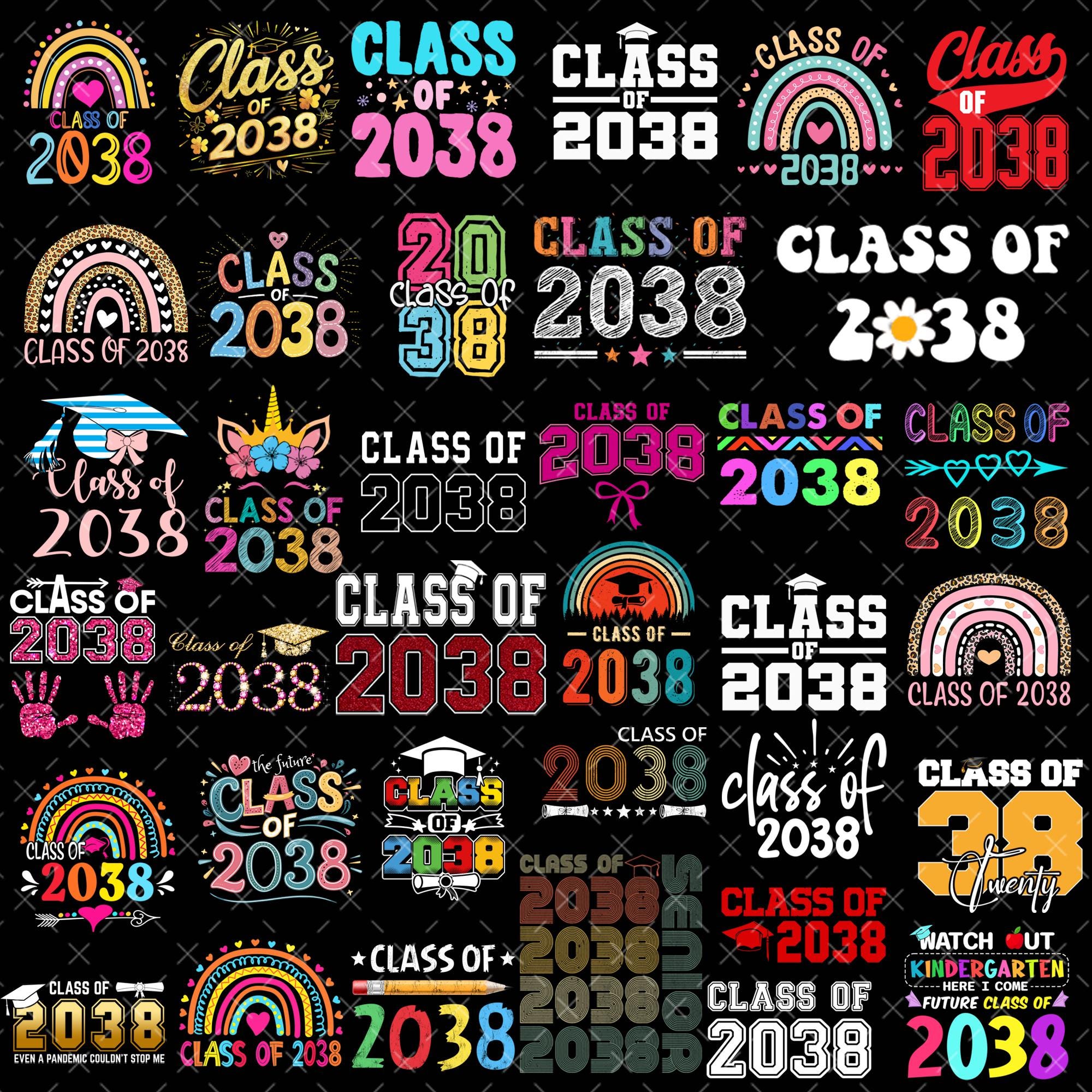 Class of 2038 Png Bundle, First Day of School Png, 2038 Design, Grow ...
