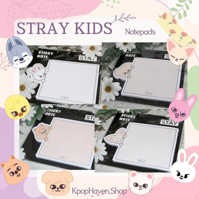 Stray Kids SKZOO Notepads, Wolfchan, Bbokari, Jiniret, Dwaekki, Leebit ...