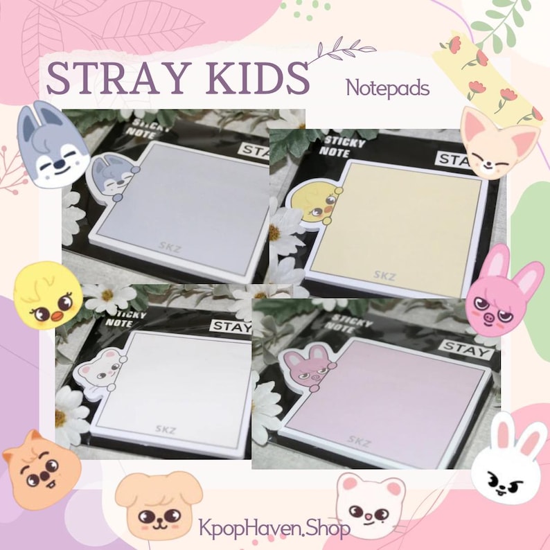 Stray Kids SKZOO Notepads, Wolfchan, Bbokari, Jiniret, Dwaekki, Leebit ...