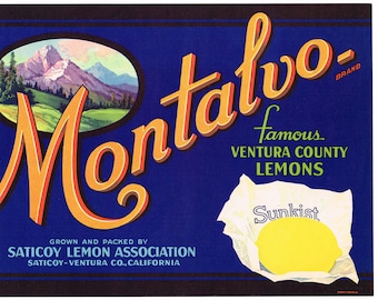 Lemon Crate Label Ventura County California Original 1930s Vintage ...