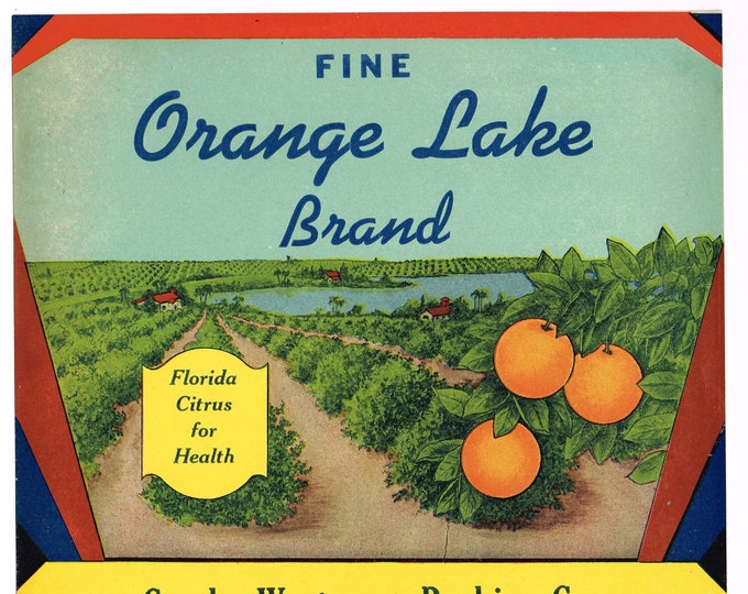 Original Vintage Florida Citrus Crate Label C1930s Orange Lake - Etsy