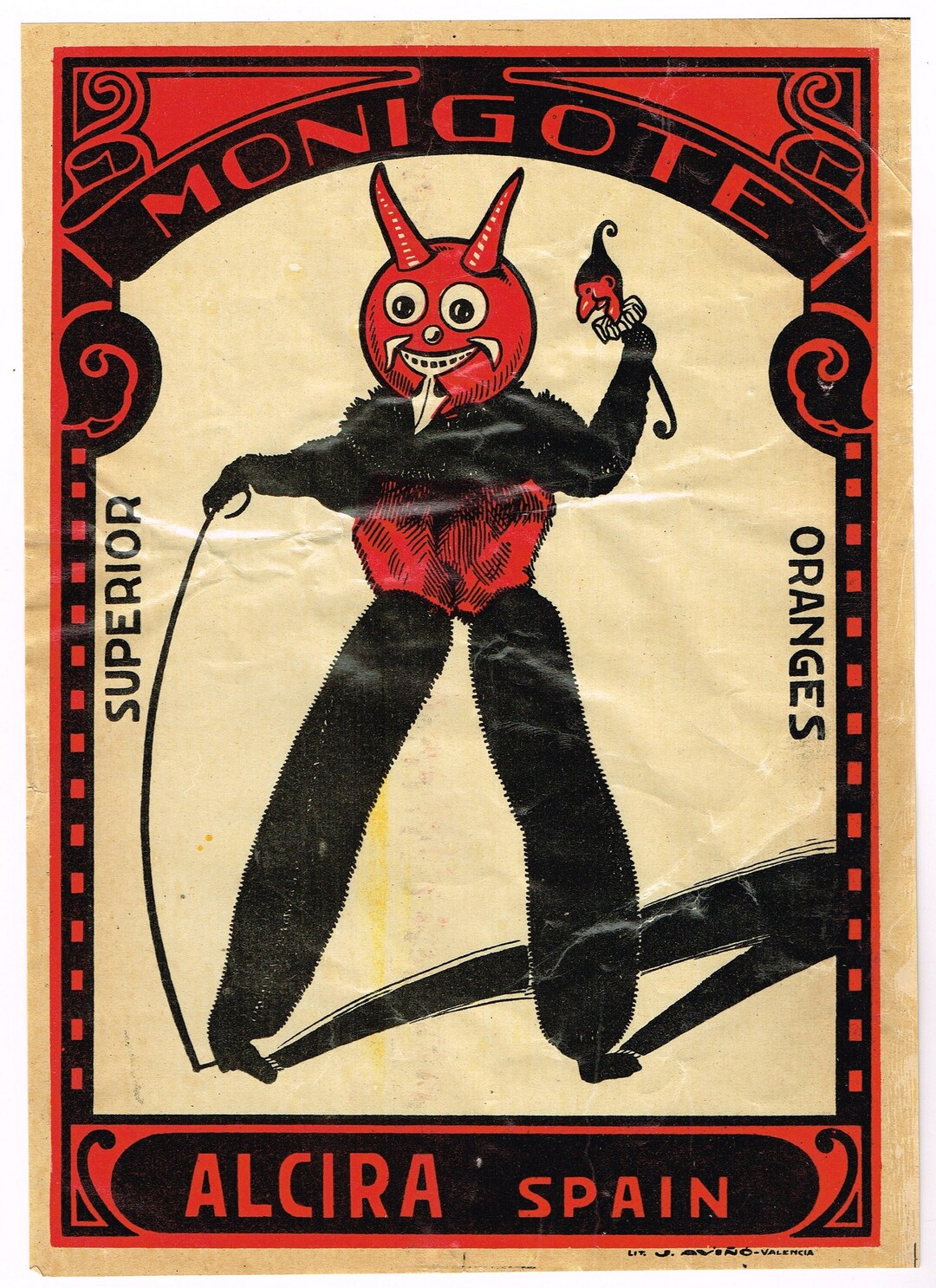 Original Vintage Spanish Citrus Crate Label 1930s Rare Rag Doll Bizarre ...